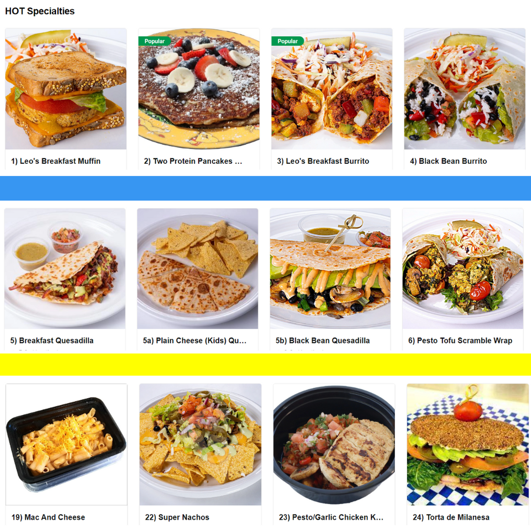 Leo's Menu – Leo's Superfood Vegan Cafe